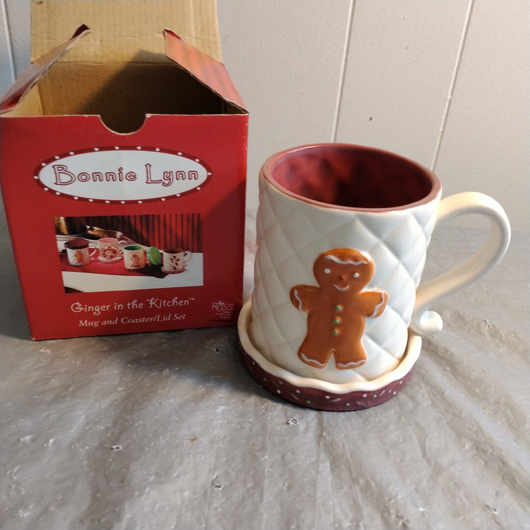 NOS Bonnie Lynn Russ Gingerbread Man Mug & Coaster Set, Ginger in the ...
