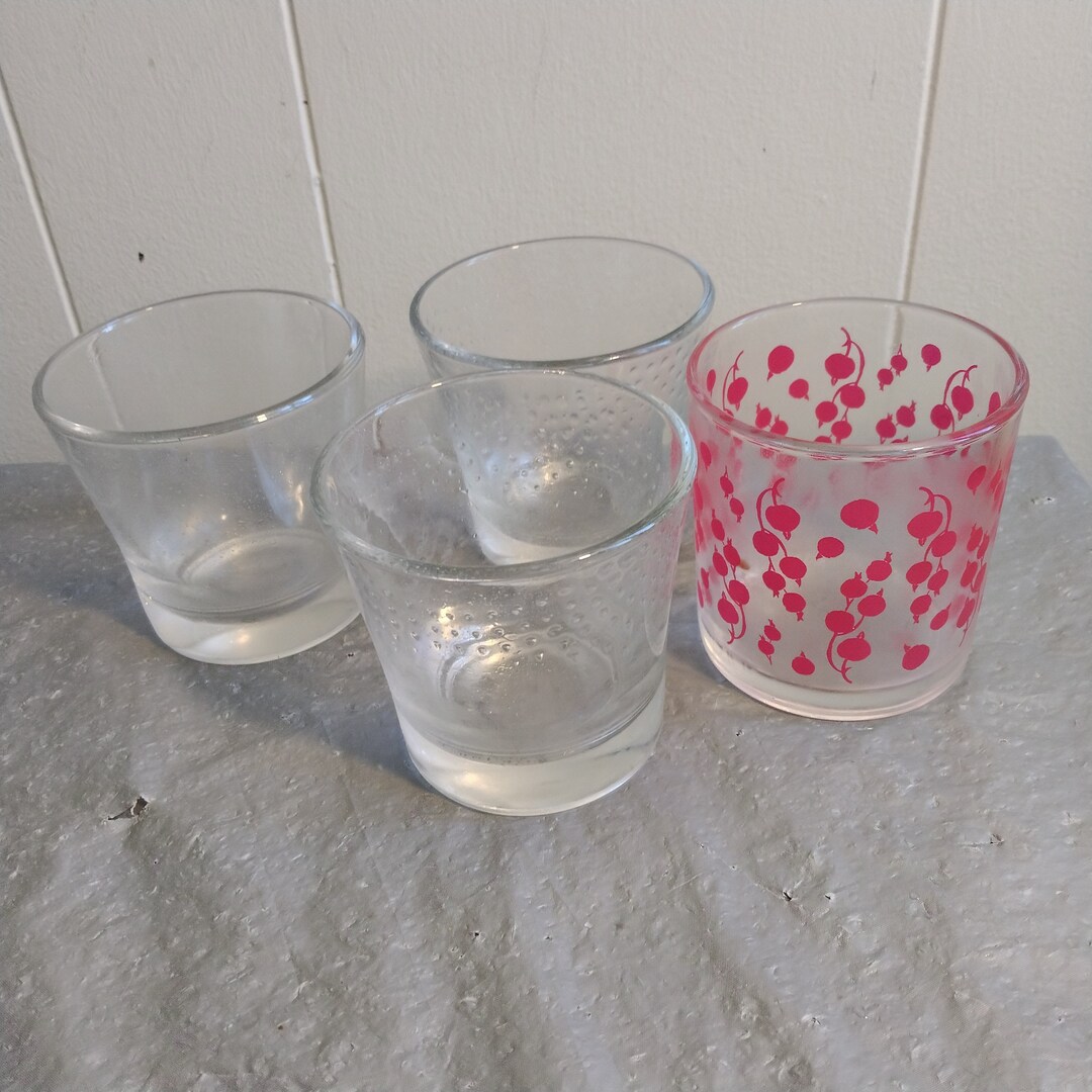 4 Vintage Rock Glasses, Bar Glasses, Red Onion Cherry Raised Dot ...