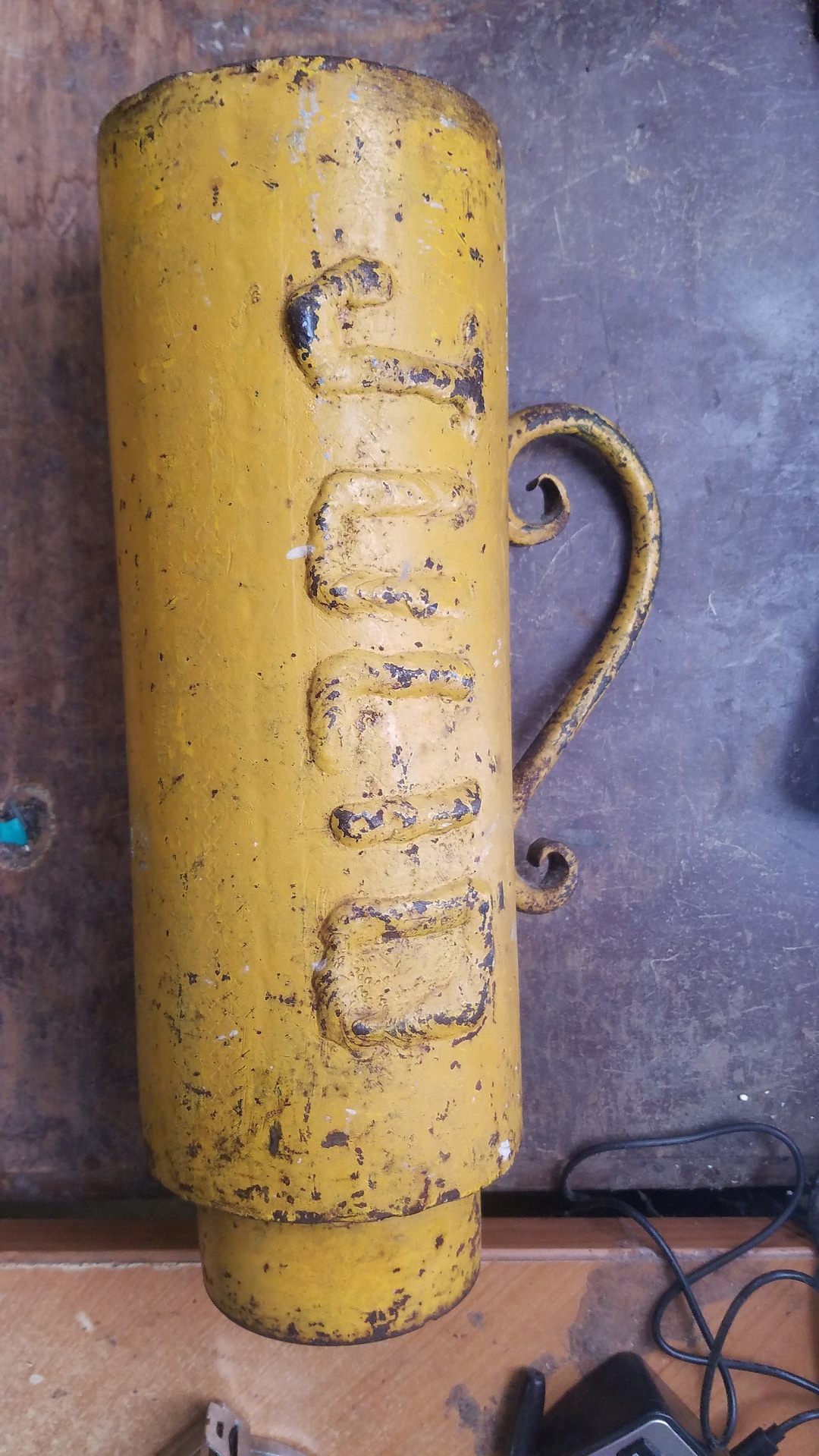Vintage Repurposed Industrial Metal Cylinder Bank With Handle & Welded ...