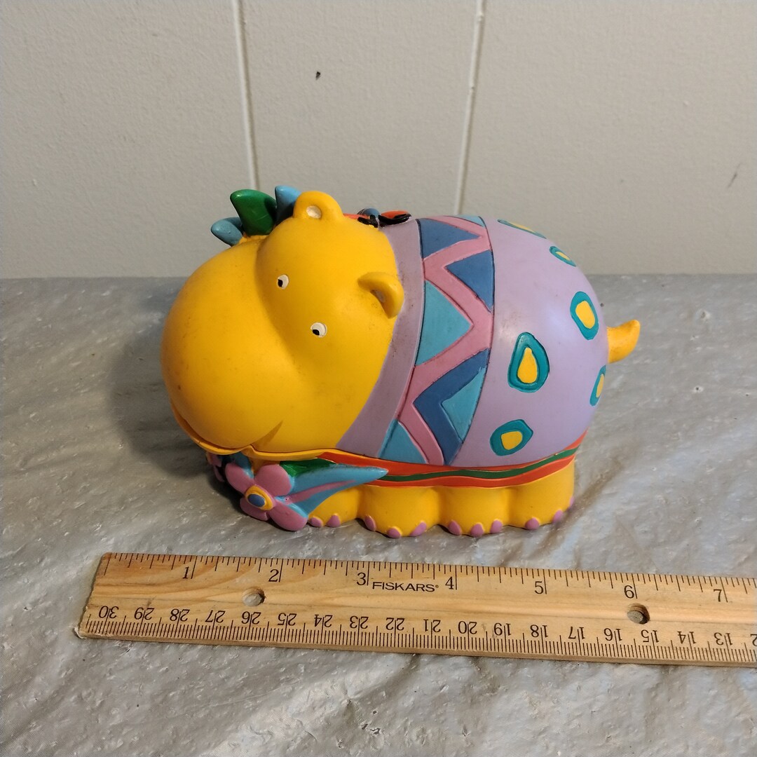 1990s Maddox Hippo Trinket Box Hand Painted Colorful Hippopotamus - Etsy