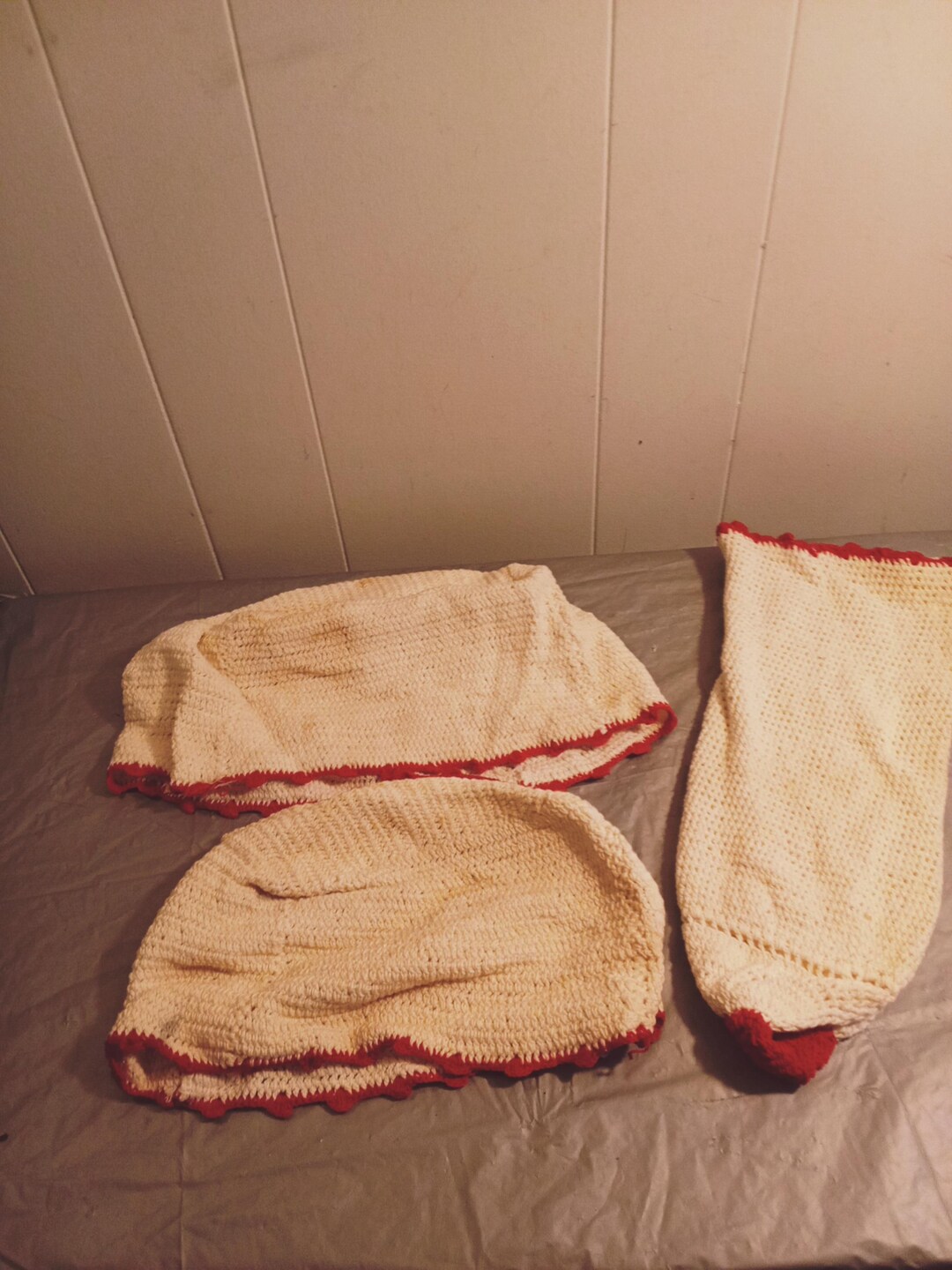 3pc Vintage Hand Crochet Knit Appliance Cozy Covers, Read Description ...