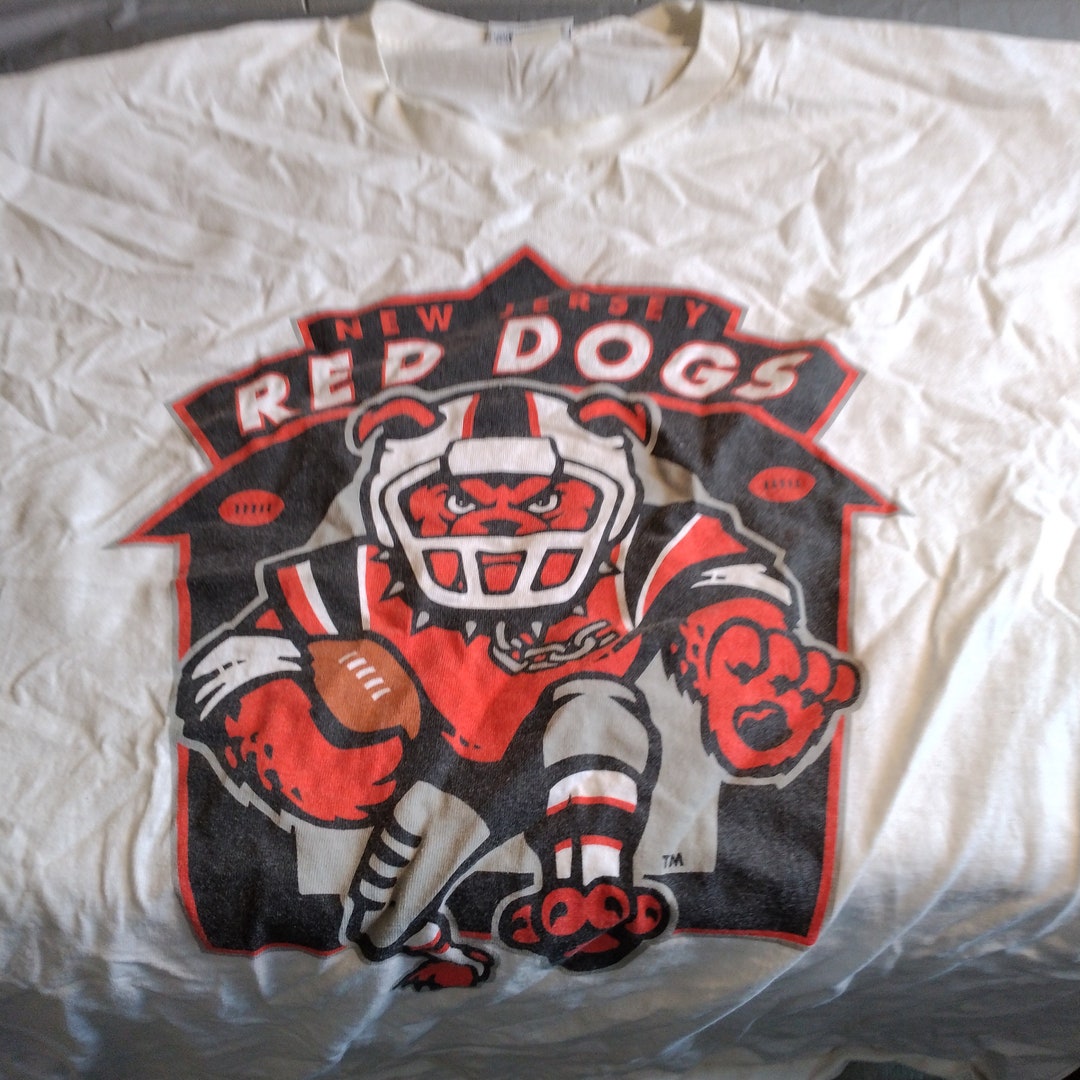 Vintage Reebok New Jersey Red Dogs Football T Shirt, XL, Look & Read ...