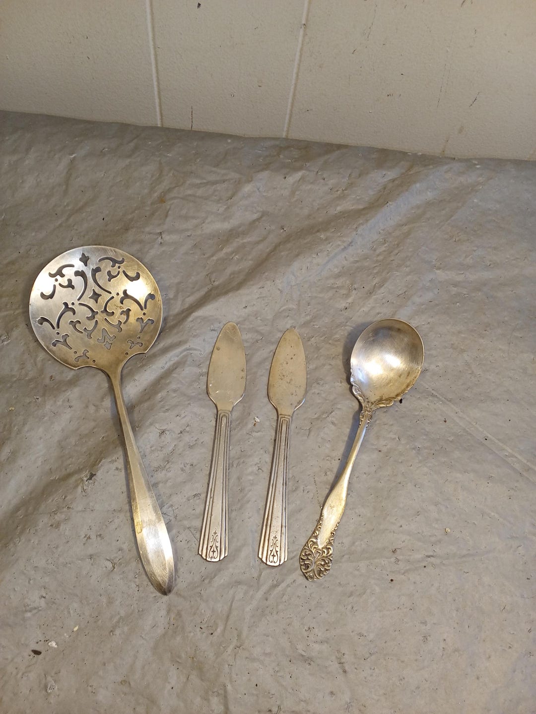 4pc W Rogers, Condiment Spoon, Community Slotting Flat Spoon, Avon ...