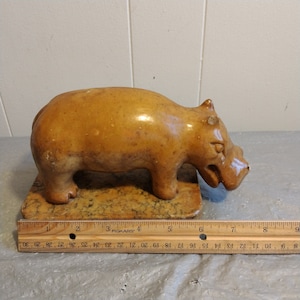 Vintage Stone Marble Hippo Figurine on Base, Hippopotamus - Etsy