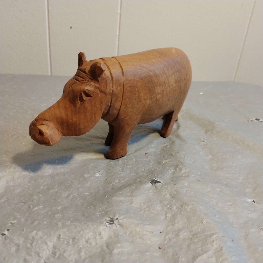 Vintage Wood Carved Hippopotamus Hippo Figurine - Etsy