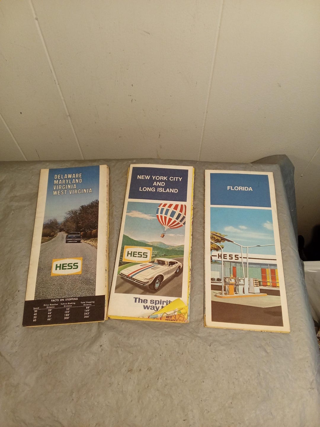 3 Vintage Hess Folding Travel Maps, Eastern US Maps, Read Description ...
