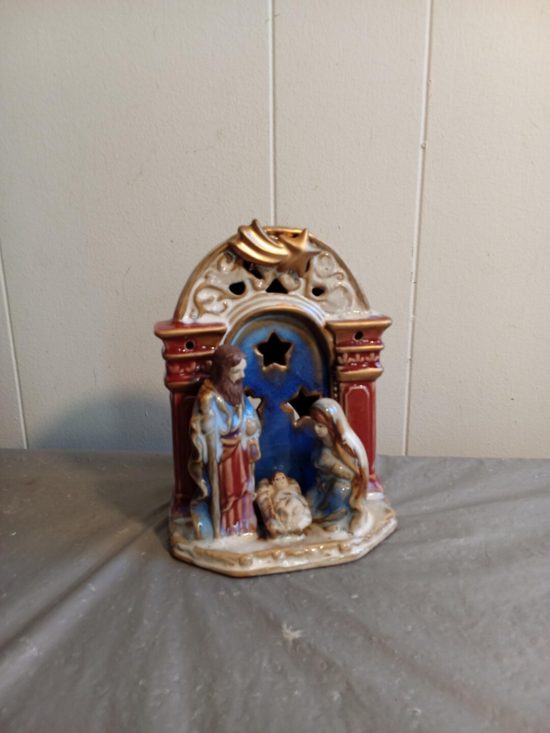 Art Pottery Nativity Scene Candle Holder, Religious Decor - Etsy