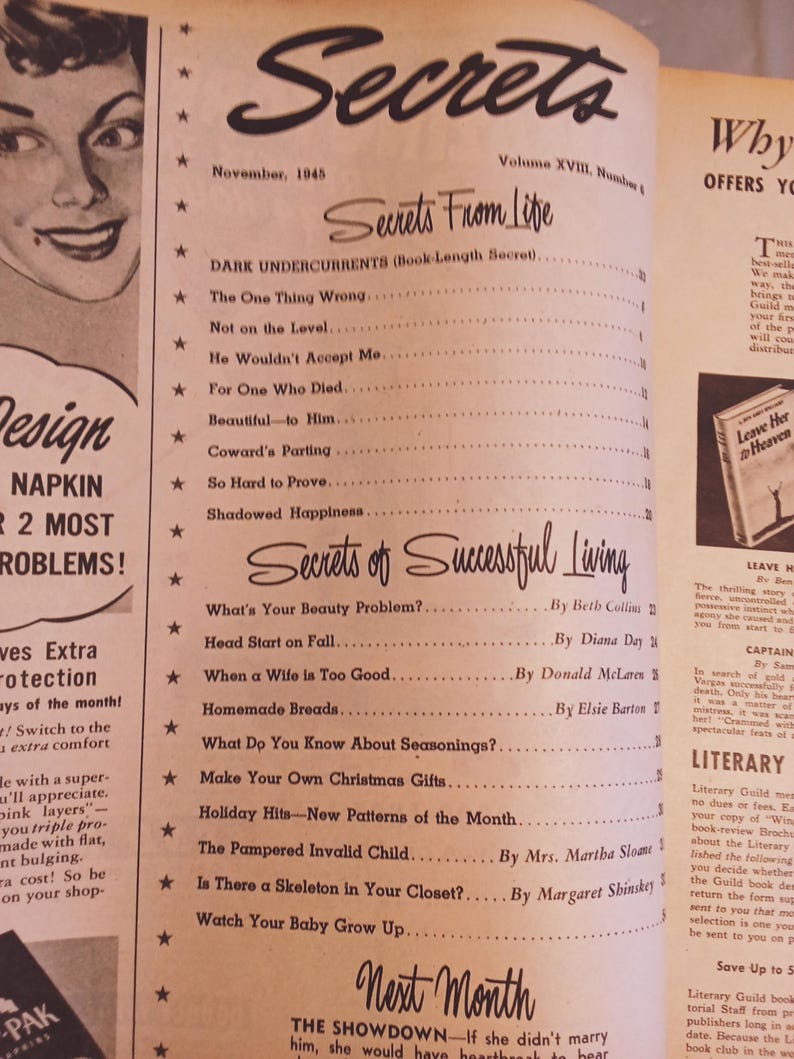Nov 1945 Secrets Magazine, Dark Undercurrents - Etsy