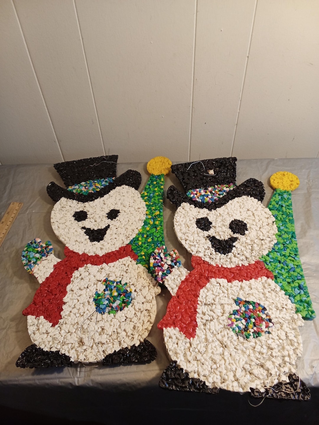 2 Melted Plastic Popcorn Snowman Snowmen - Etsy