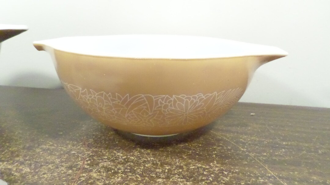 Vintage Pyrex Woodland Bowl, Brown Floral Mixing Bowl, Pyrex 444 Bowl ...