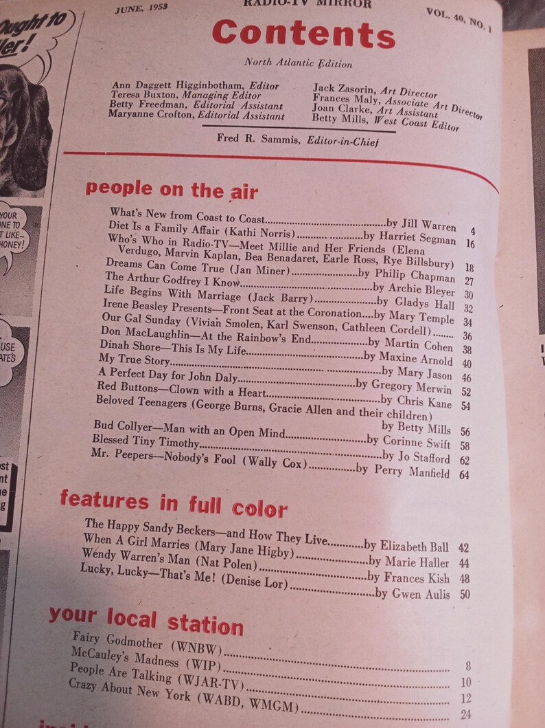 1953 Radio-tv Mirror Magazine, Dinah Shore Arthur Godfrey Red Buttons ...