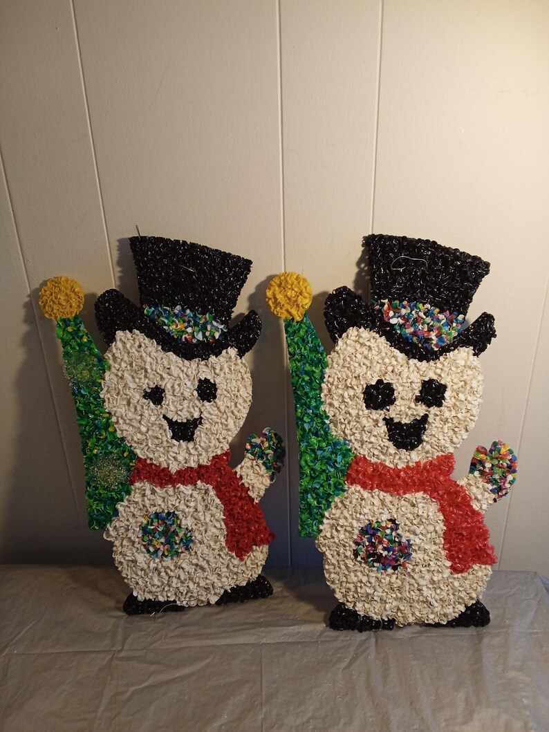 2 Melted Plastic Popcorn Snowman Snowmen - Etsy