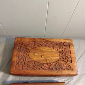 3 Carved Wooden Nesting Boxes With Metal Inlay, Wood Trinket Boxes - Etsy