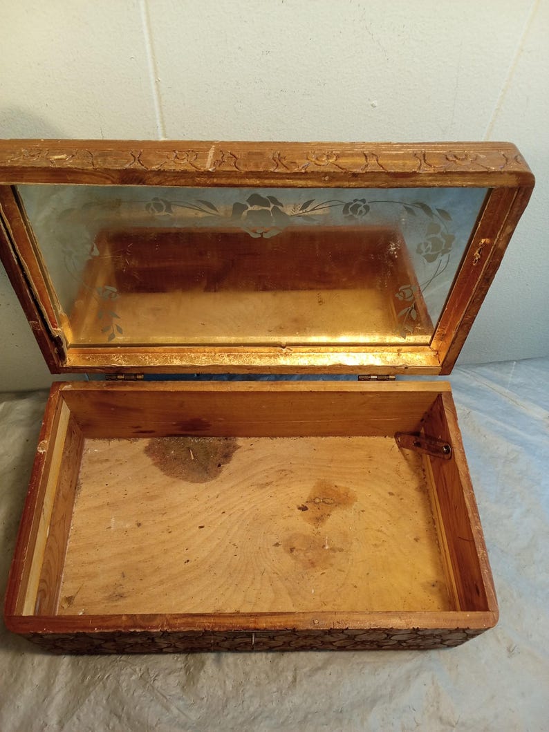 Vintage Floral Wood Carved Box Chest, Read Description - Etsy