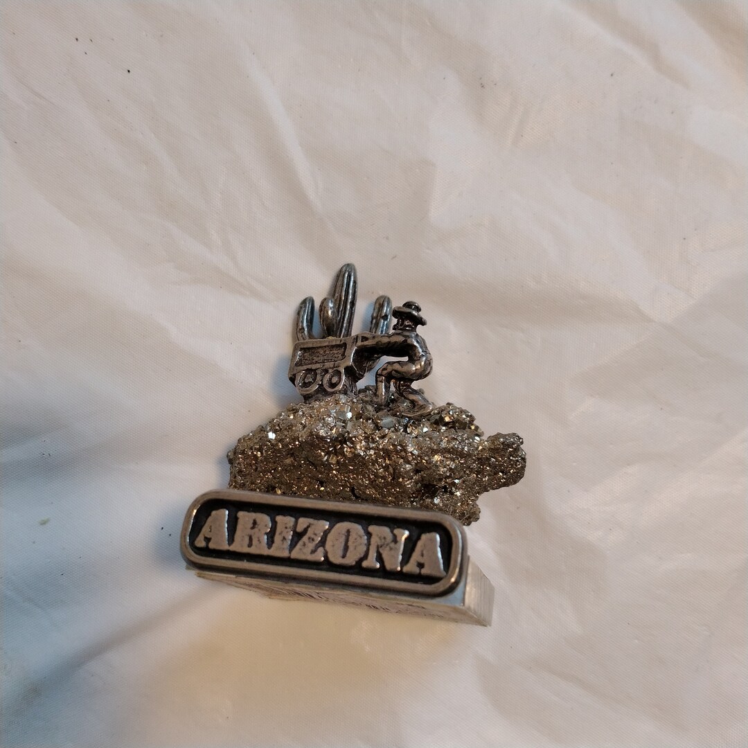 Vintage Arizona Souvenir Coal Gold Miner Cactus Figure Pyrite Stone - Etsy