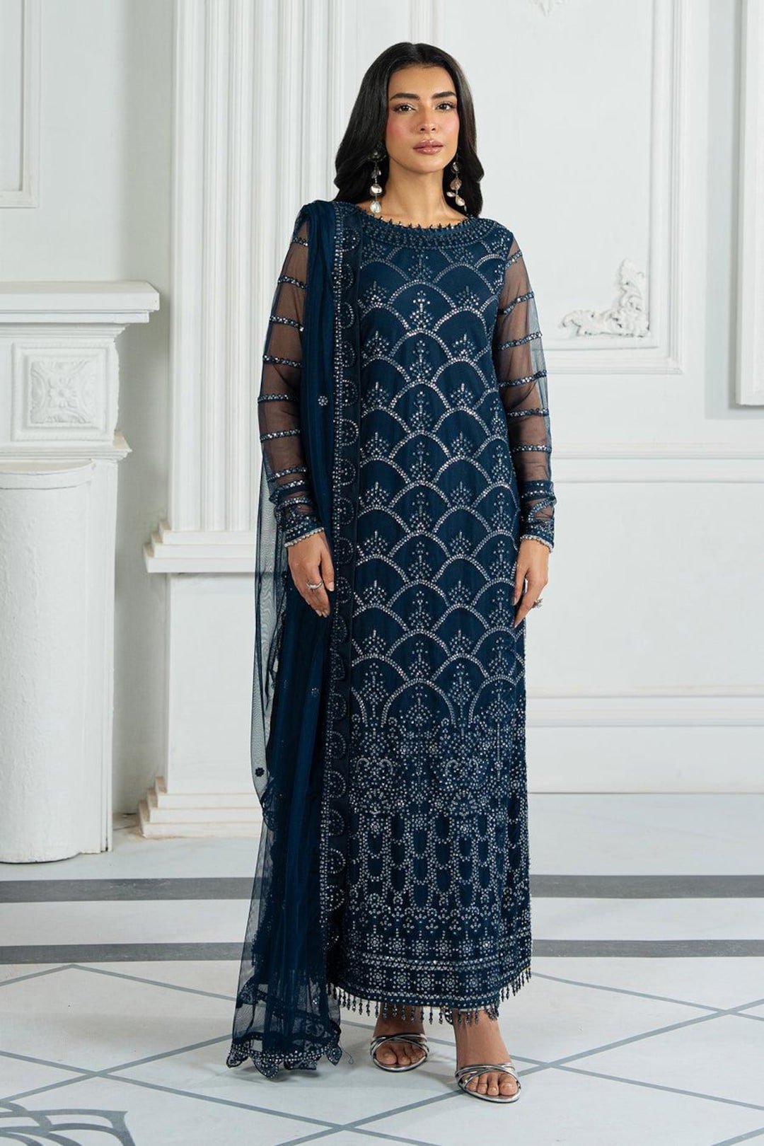 Embroidered Organza Blue Color Salwar Kameez: Punjabi Wedding Dress ...