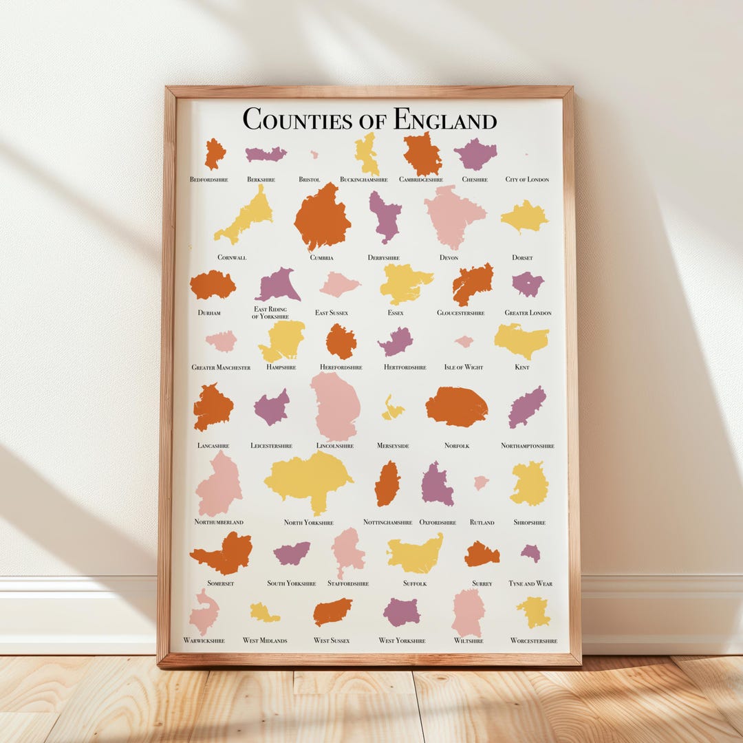 Counties of England A4 Art Print - Etsy
