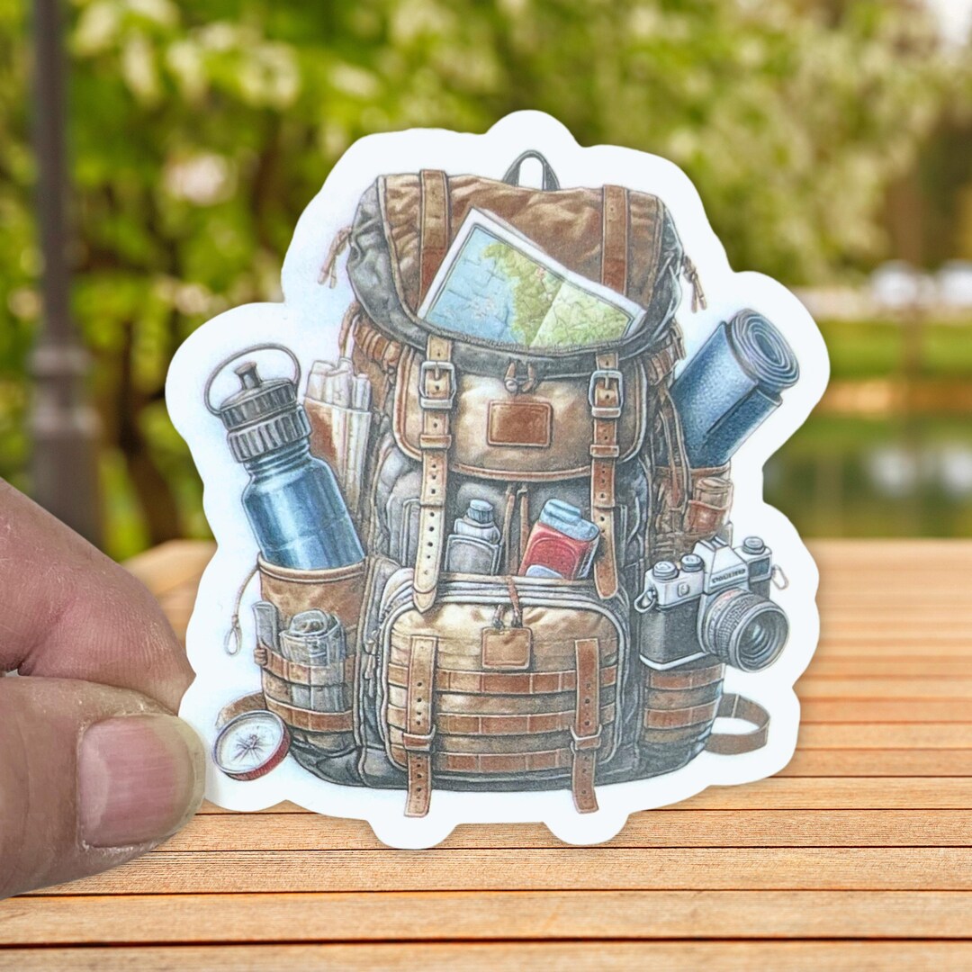 The "hiking Backpack" Die-cut Sticker|waterproof|outdoors|hiking ...