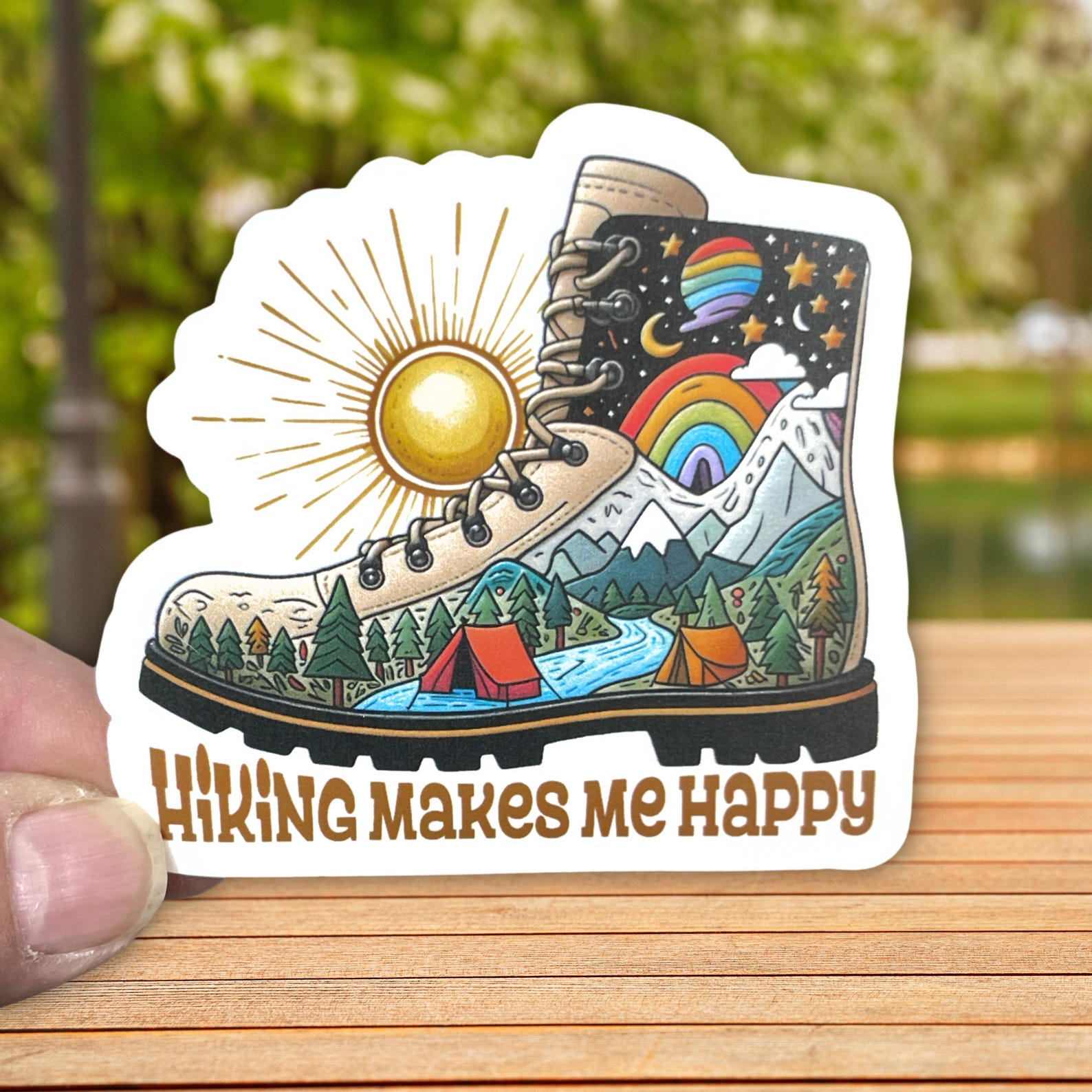 The "hiking Makes Me Happy" Die-cut Sticker|waterproof|hiking Boot ...