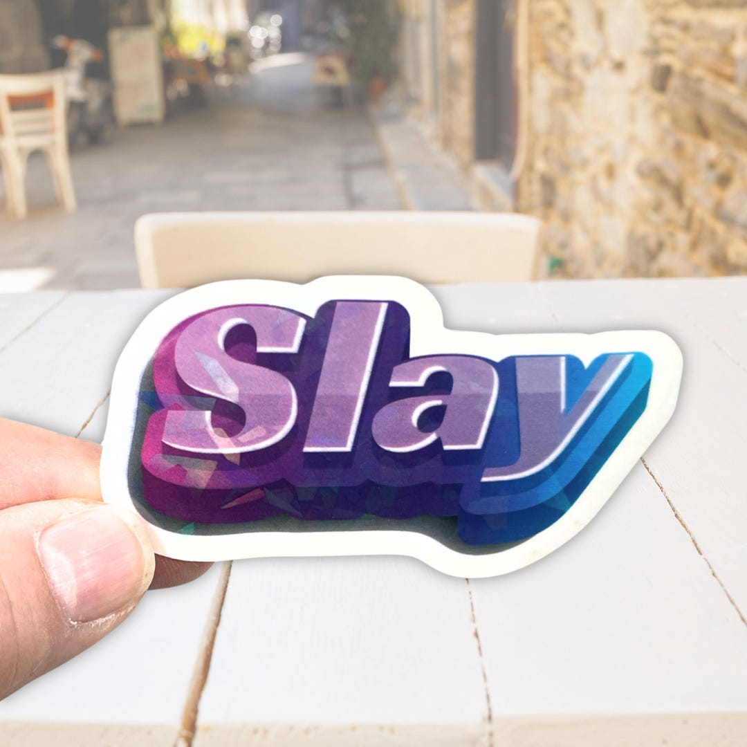 Purple "slay" Holographic Die-cut Sticker|waterproof|trendy Word ...