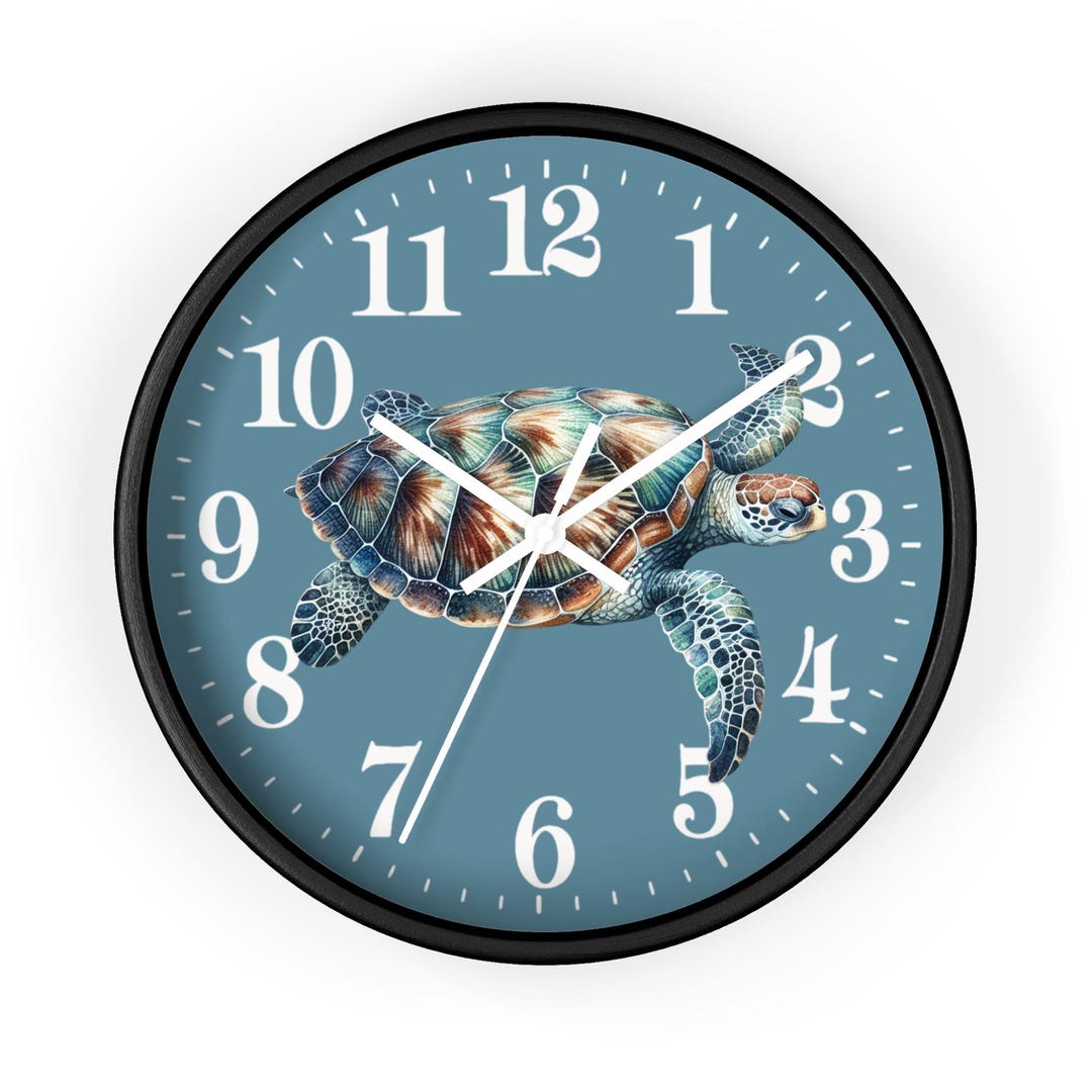 Marine Turtle Wall Clock - Ocean Decor, Nautical Gift, Sea Life Clock ...