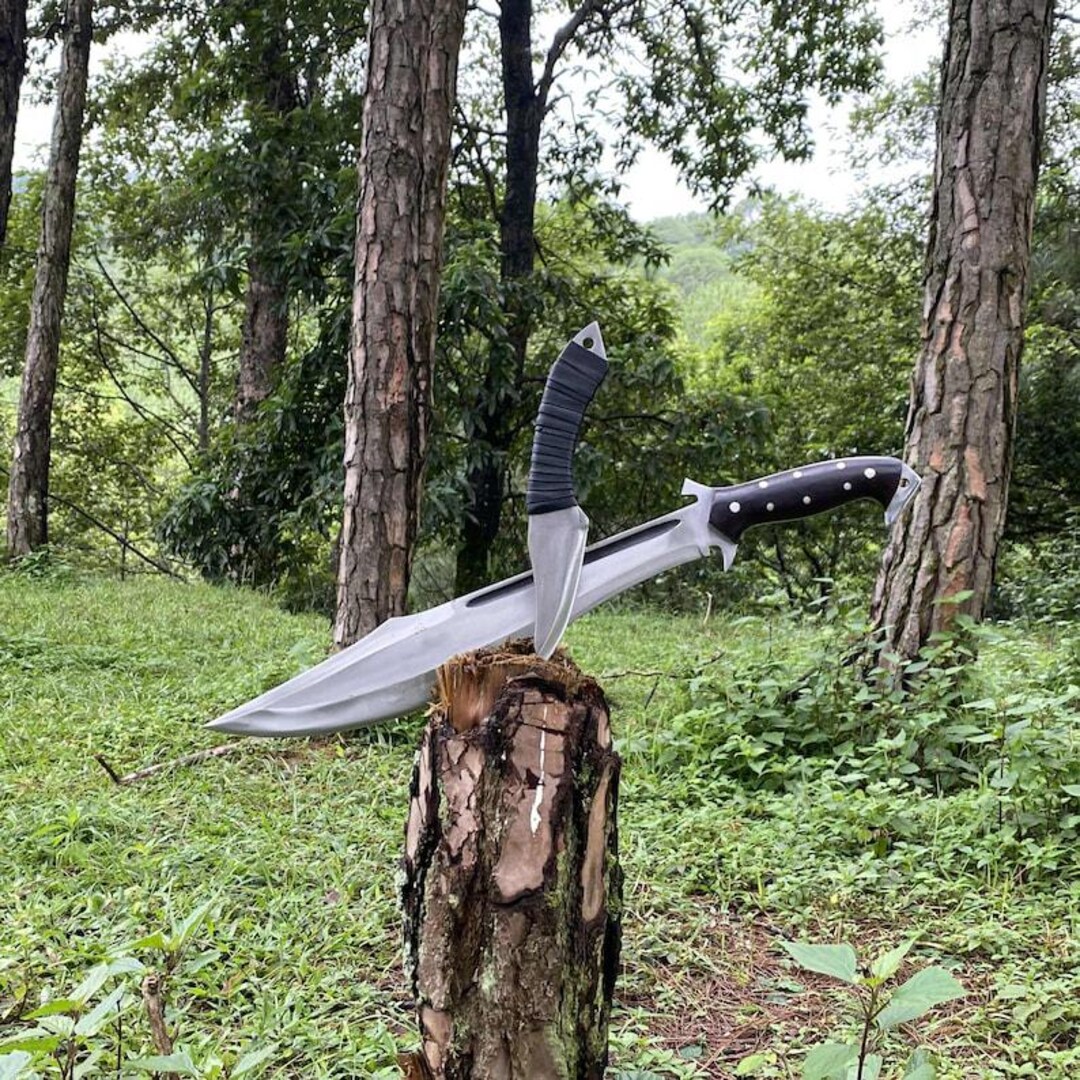 Hand Forged Carbon Steel Machete Set 20 Inch Bushcraft Outdoor Tool ...
