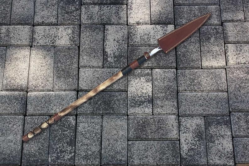 Hand-forged Etched Viking Spear – Ash Wood Handle, Leather Sheath - Etsy