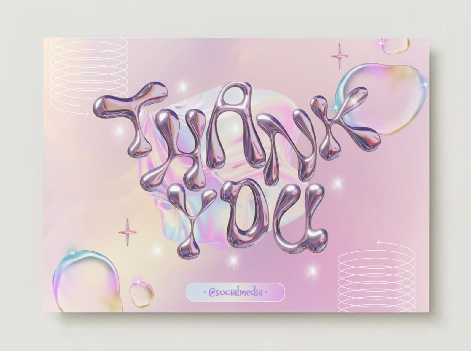 Futuristic Flair, Thank You Card Retro Balloon Font Editable, Small ...