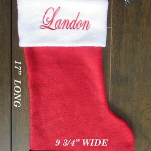 Personalized Christmas Stocking: Red Fleece Stocking With Embroidered ...