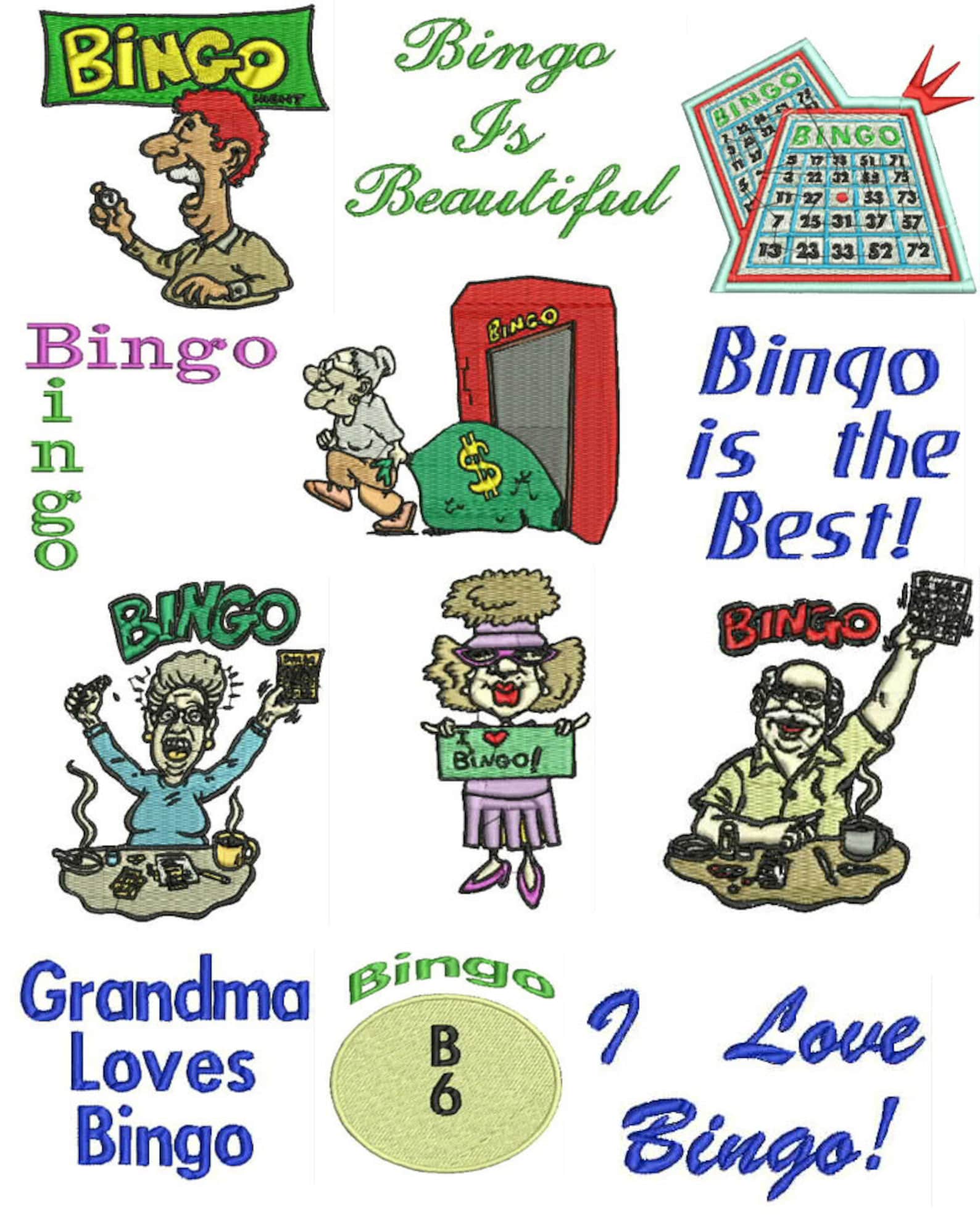 Bingo Embroidery Designs Machine Embroidery 12 Designs Instant - Etsy