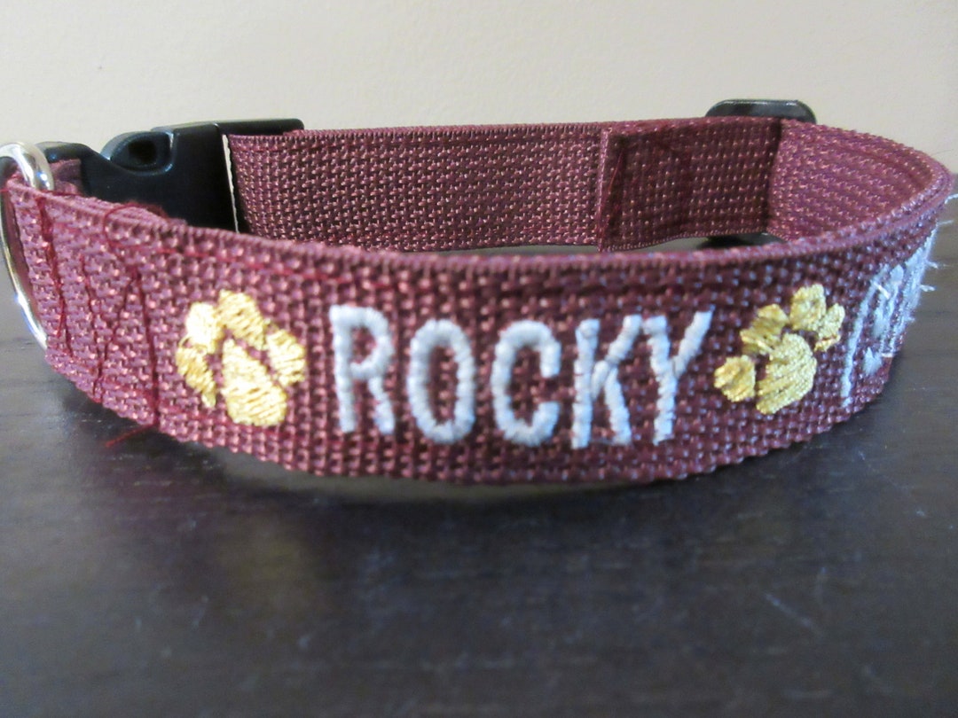 Embroidered Dog Collar: Personalized Name & Number, Custom Pet Collar ...