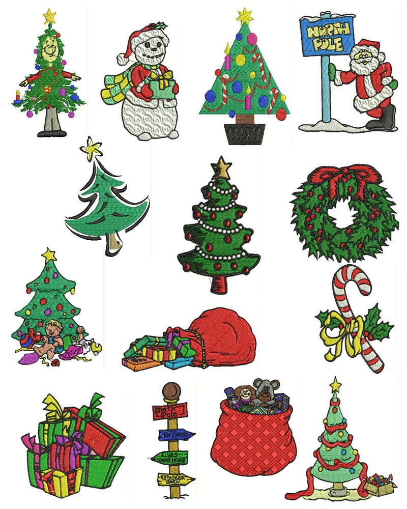 Christmas Embroidery Designs Machine Embroidery 14 Designs Set | Etsy