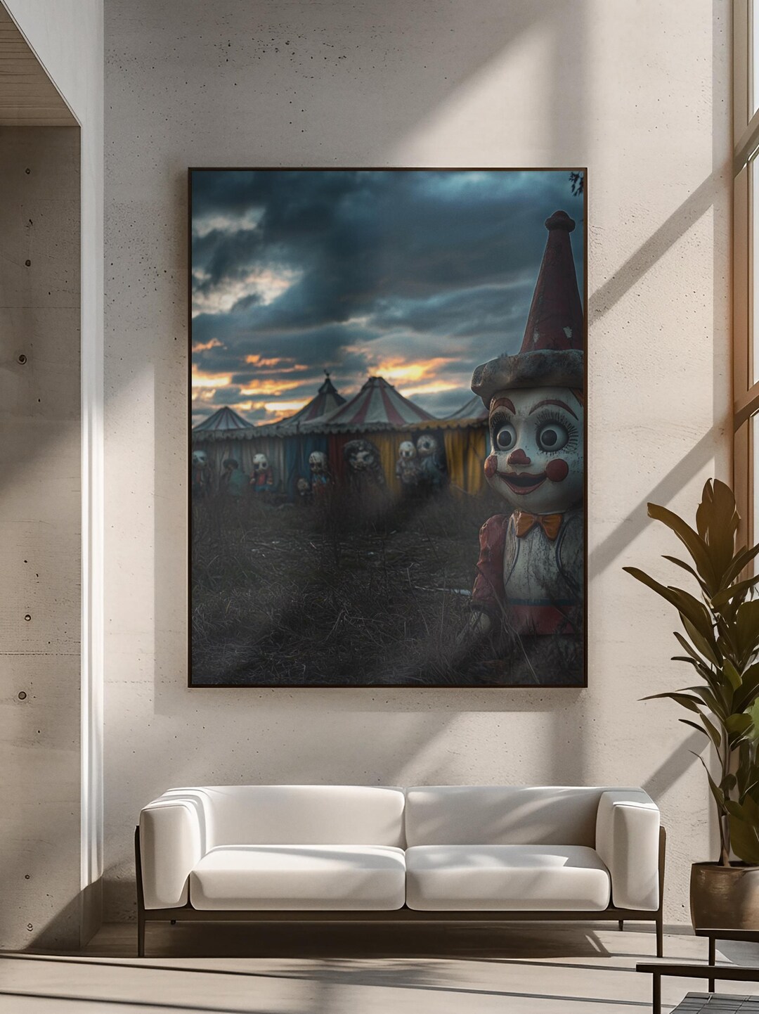 Creepy Carnival Wall Art, Abandoned Circus Clown Poster, Dark Vintage ...