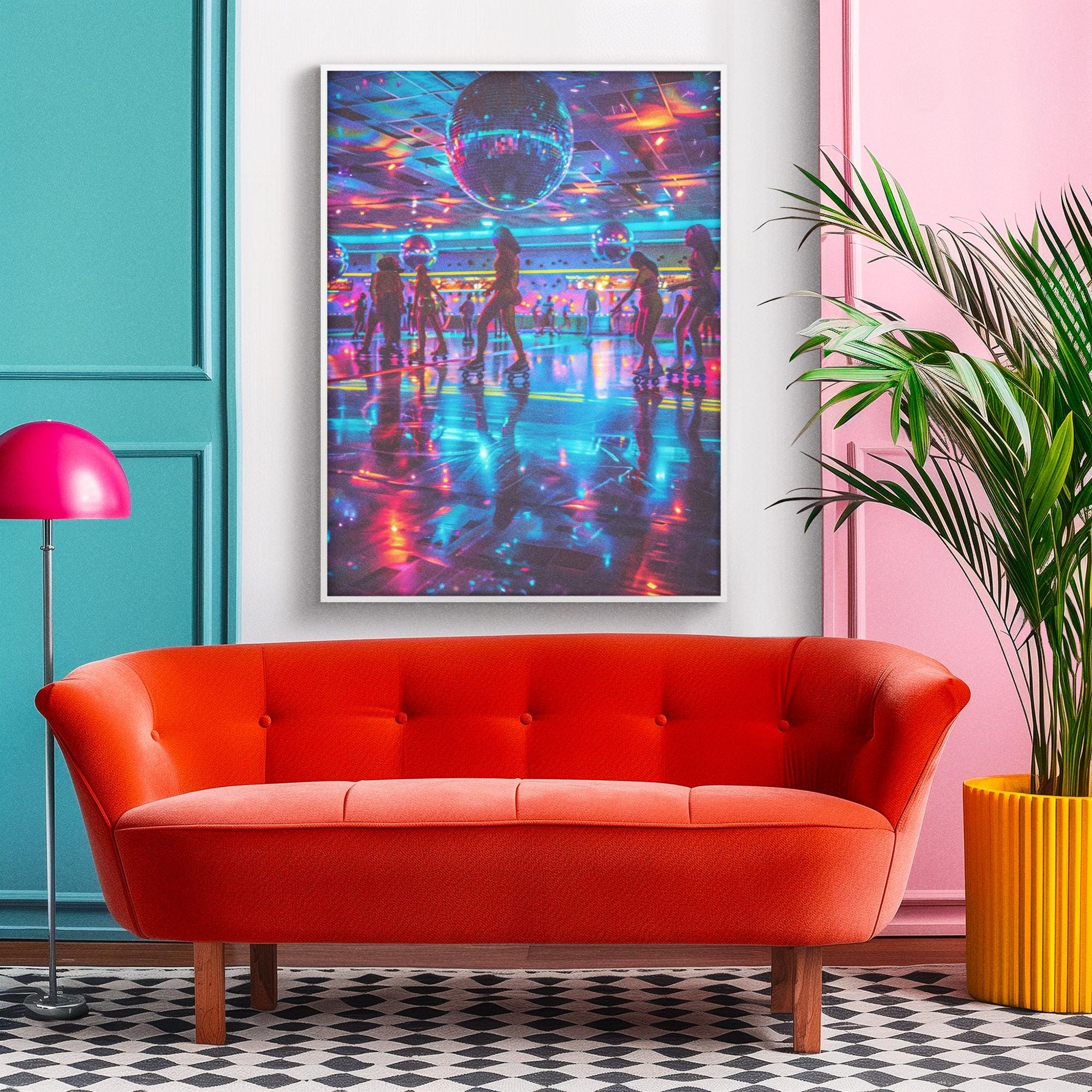 80s Retro Roller Rink Art – Printable Digital Download, Neon Roller ...