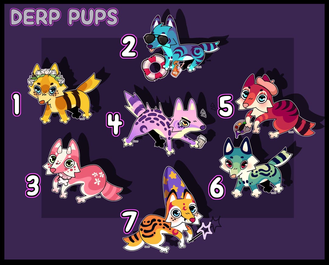 Cute Feral Cheap Derp Dog Canine Furry Fursona Adoptable Oc Bundle ...