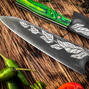 Greenleaf Blade Set — 2-piece Kitchen Knife Set With Leaf Engraved ...