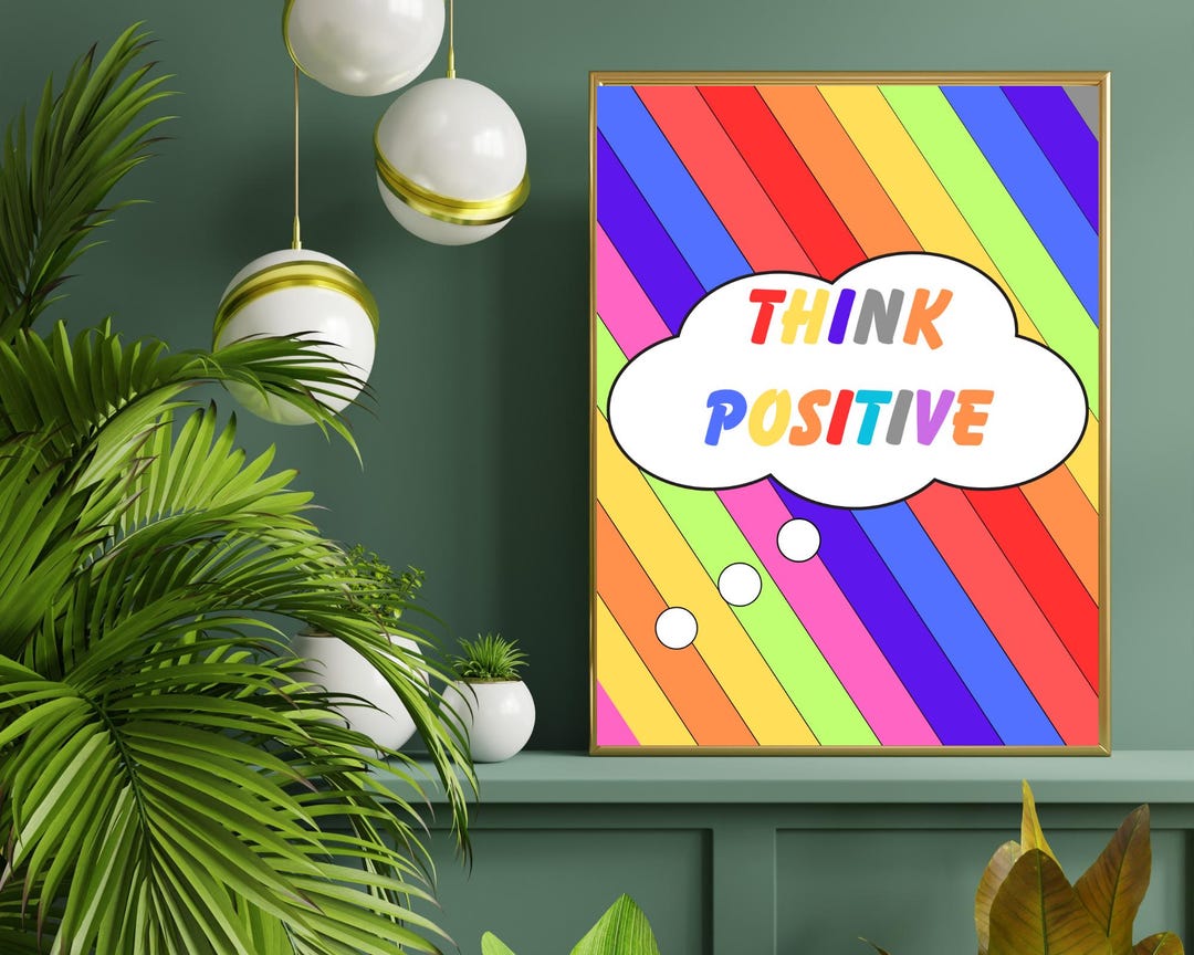 Editable and Printable Think Positive Wall Art, Motivational Quote ...