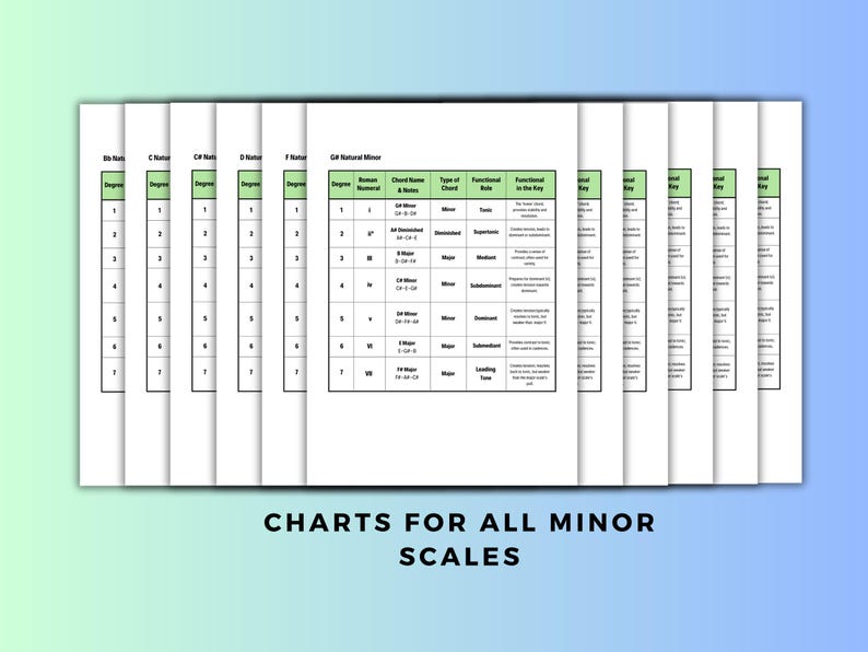 Complete Scale Degree Chart With Functional Roles: All Minor Keys - Etsy