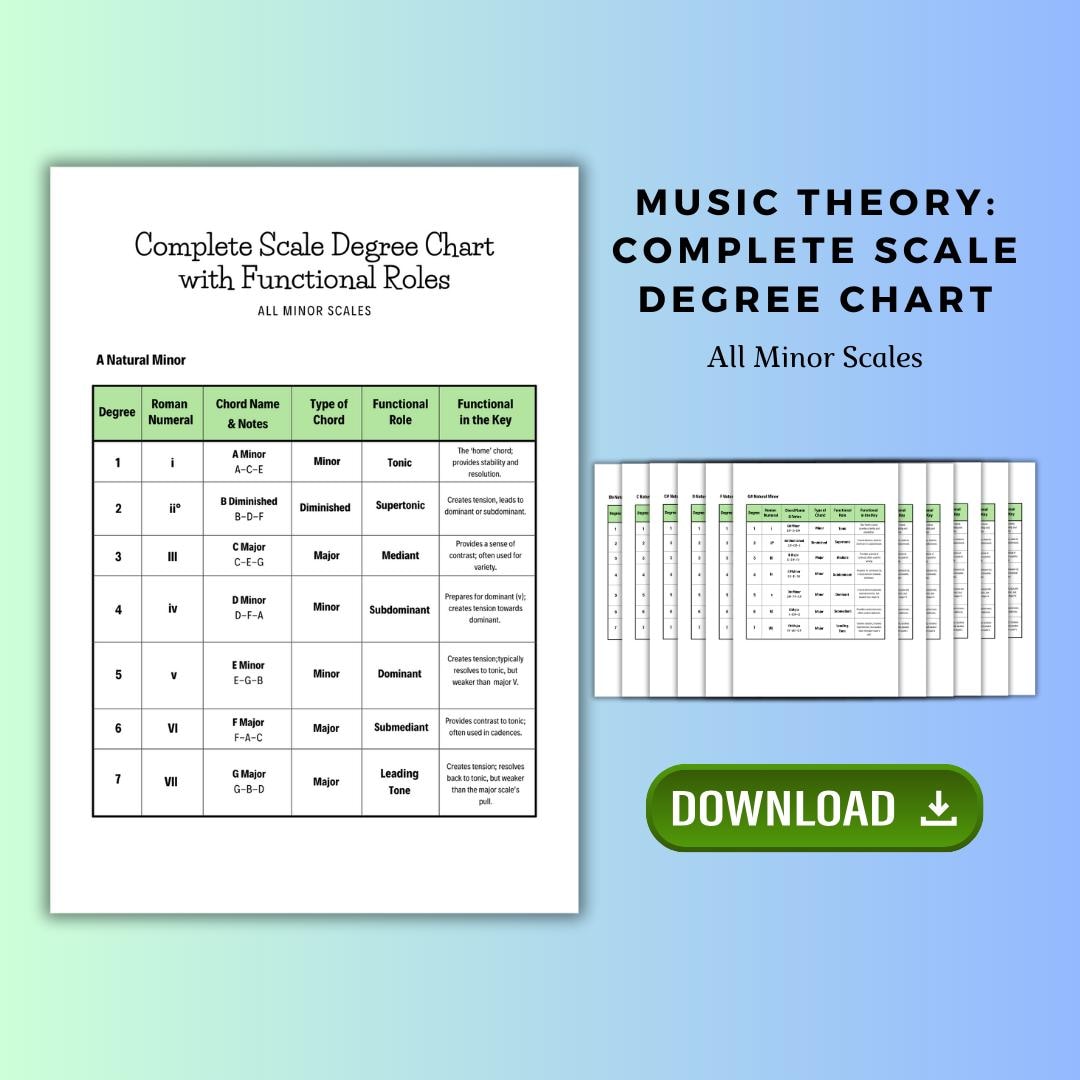 Complete Scale Degree Chart With Functional Roles: All Minor Keys - Etsy