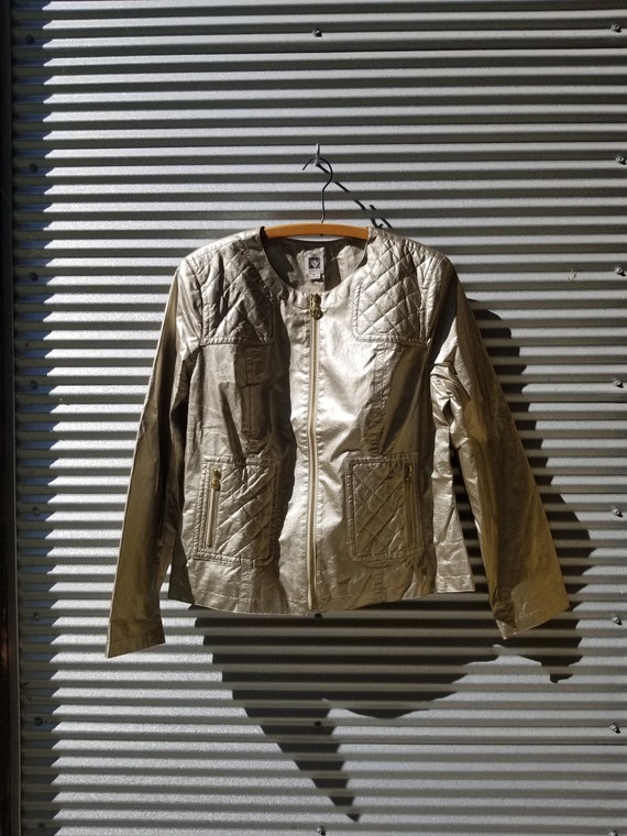 Y2K Anne Klein Gold Metallic Jacket - Gem