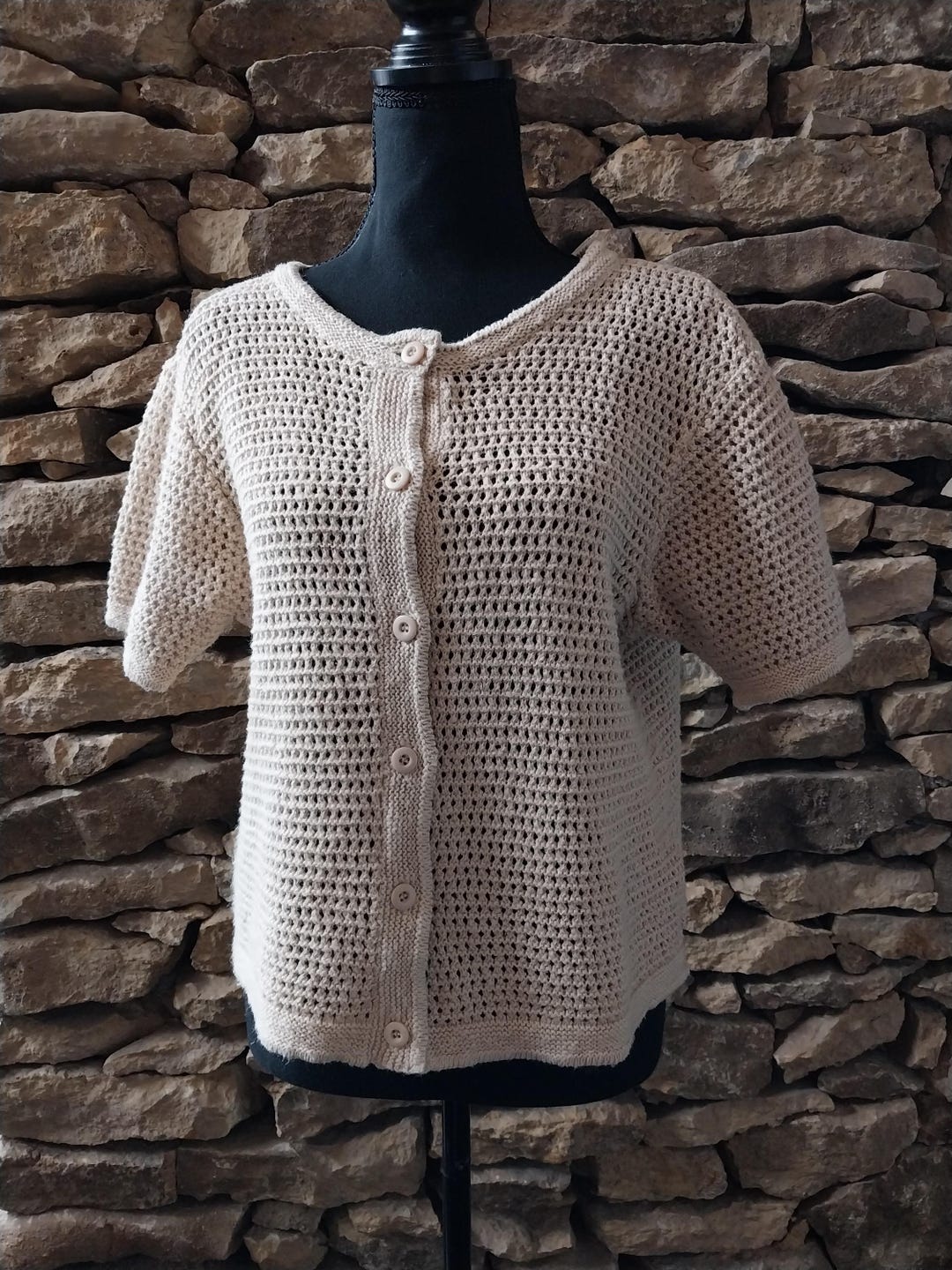 2000s Natural Cotton Open Knit Cardigan - Etsy