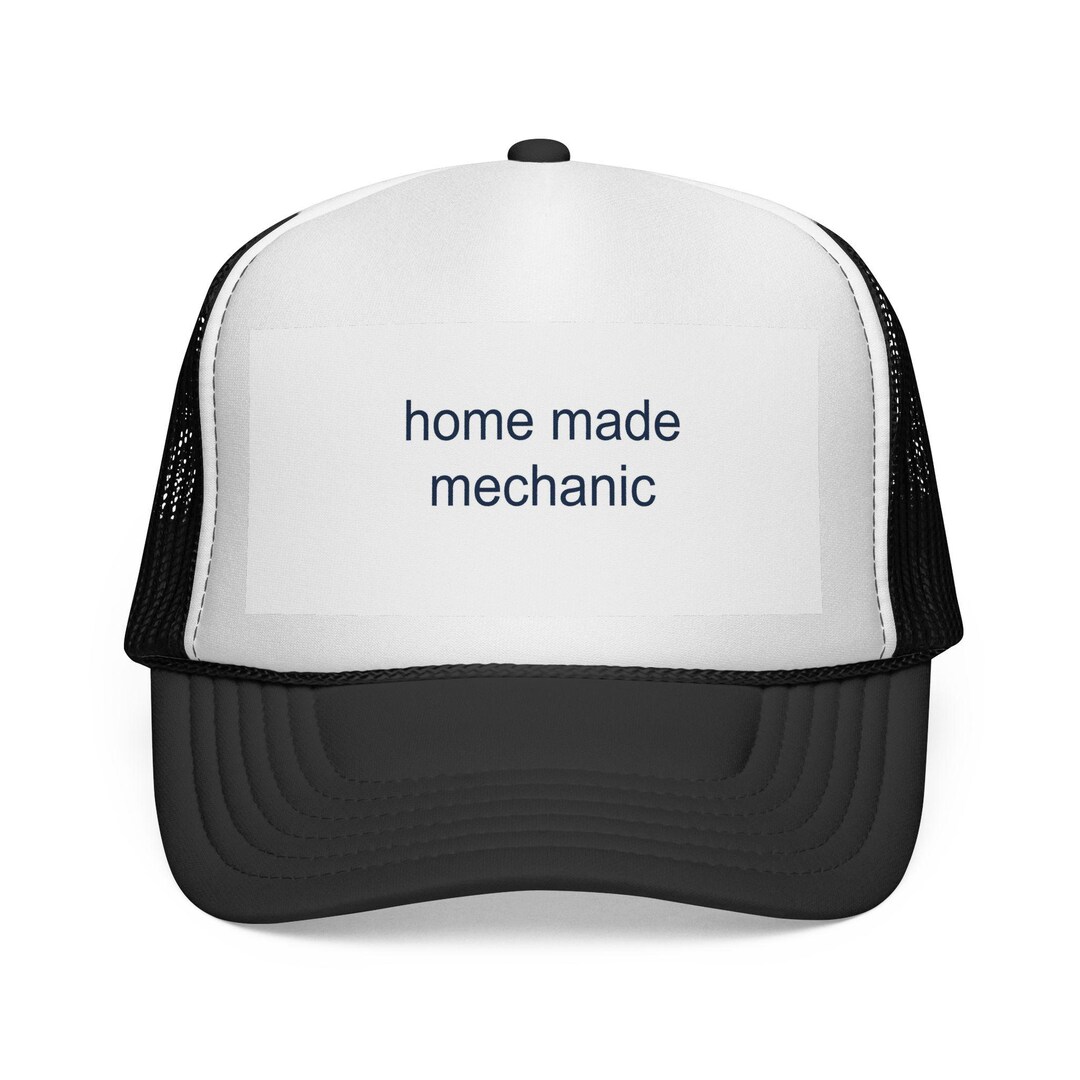 Home Made Mechanic Trucker Cap | Vintage Text Patch, Red White Blue ...