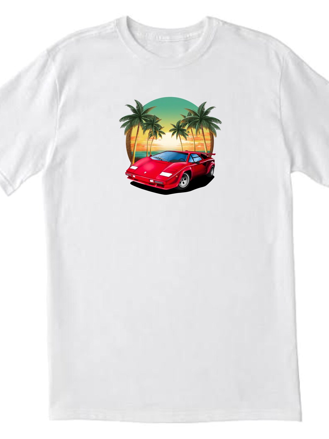 Retro 80's Sunset Lamborghini- Vintage Unisex Motorsport Apparel, Gift ...