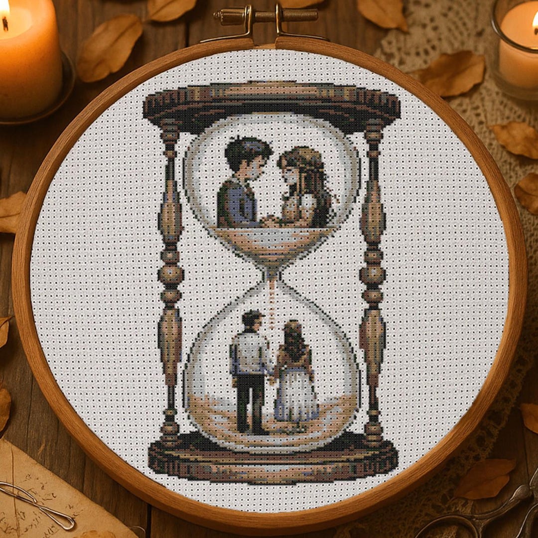 Romantic Hourglass Cross Stitch Pattern Timeless Romance Embroidery ...