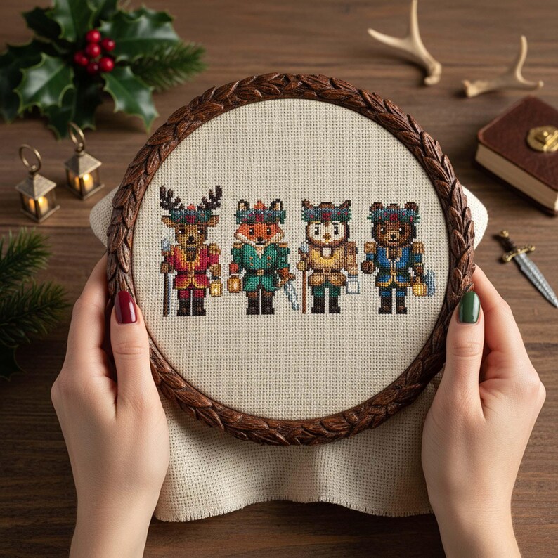 Woodland Nutcracker Animal Cross Stitch Pattern: Forest Christmas ...