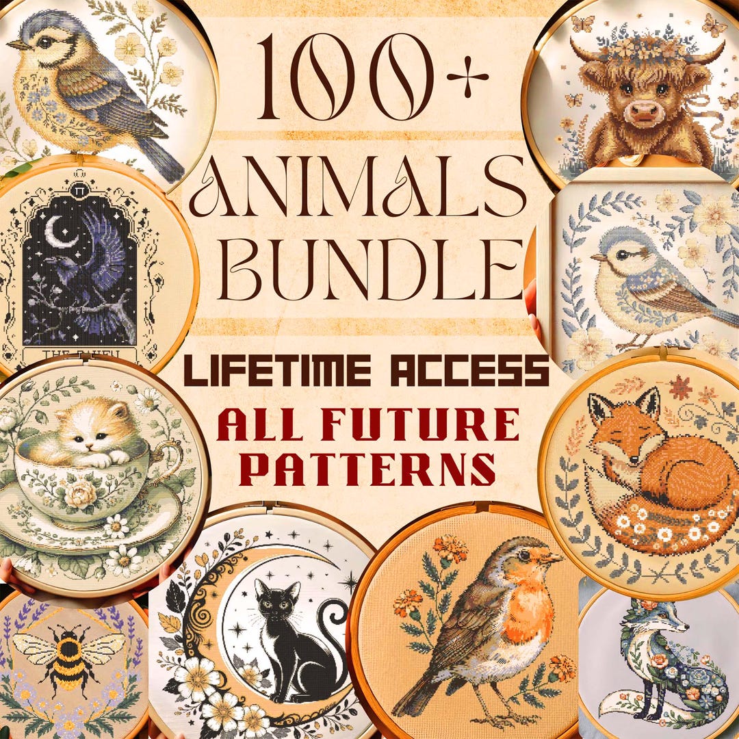 Animal Mega Bundle 100+ Ultimate Cross Stitch Patterns Access Lifetime ...