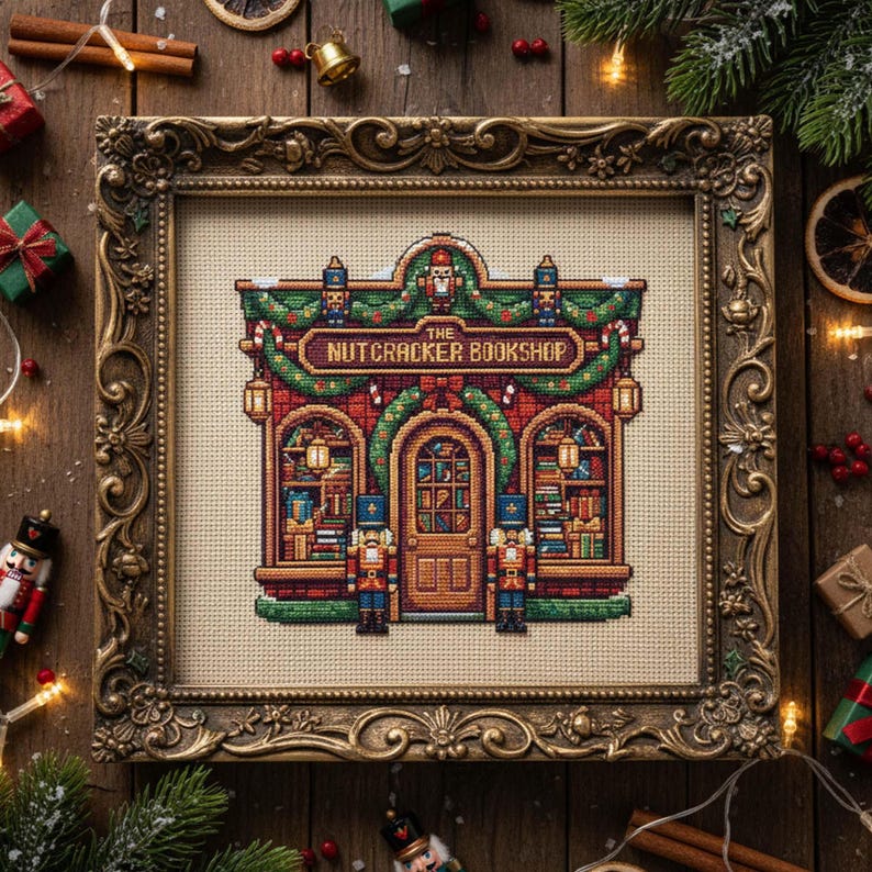 Nutcracker Bookshop Cross Stitch Pattern: Cozy Christmas Soldiers Embroidery PDF - Etsy