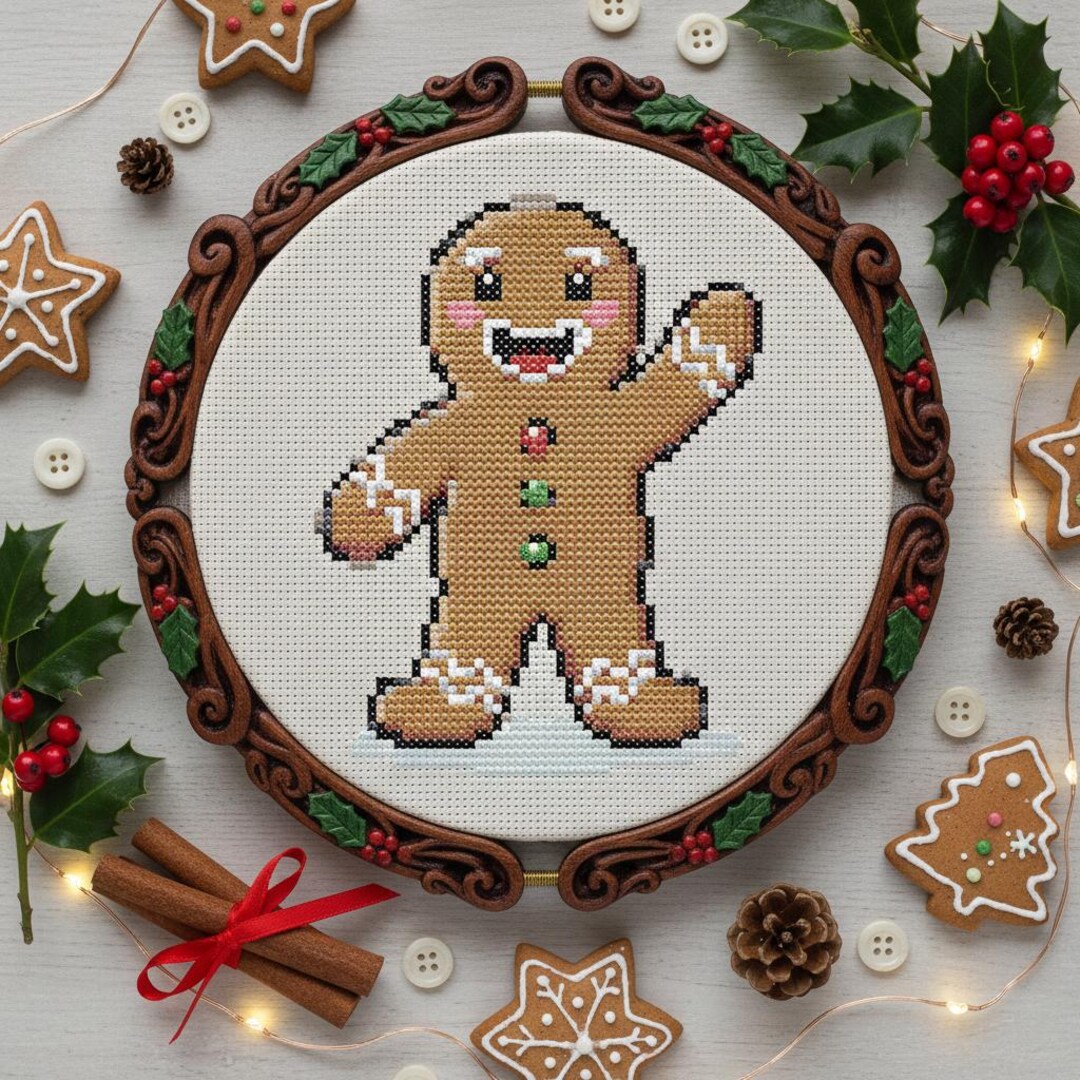 Gingerbread Man Cross Stitch Pattern: Christmas Cookie Character ...