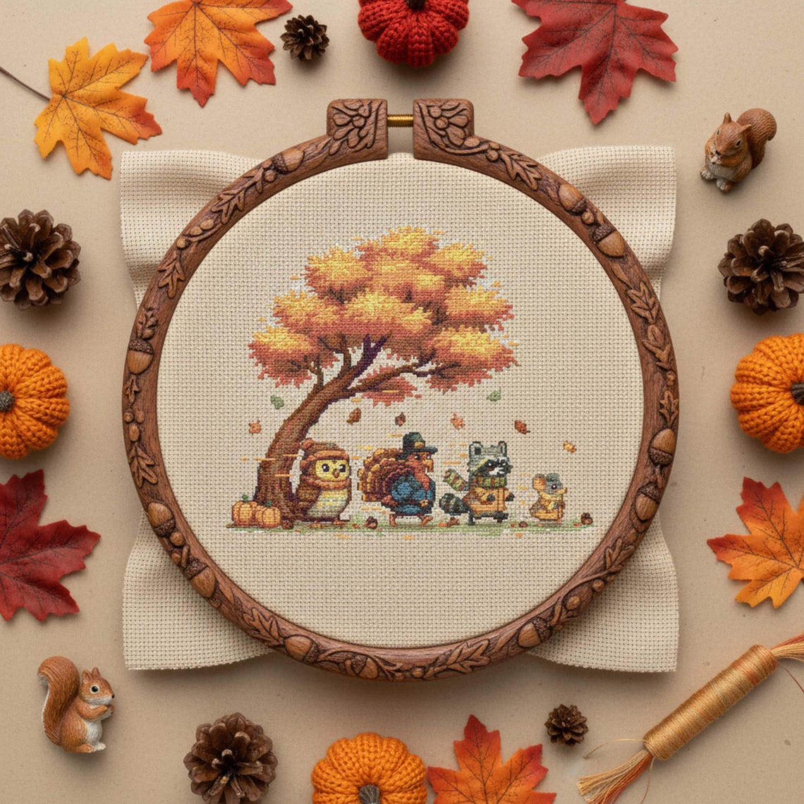 Autumn Woodland Parade Cross Stitch Pattern: Fall Animals Embroidery ...
