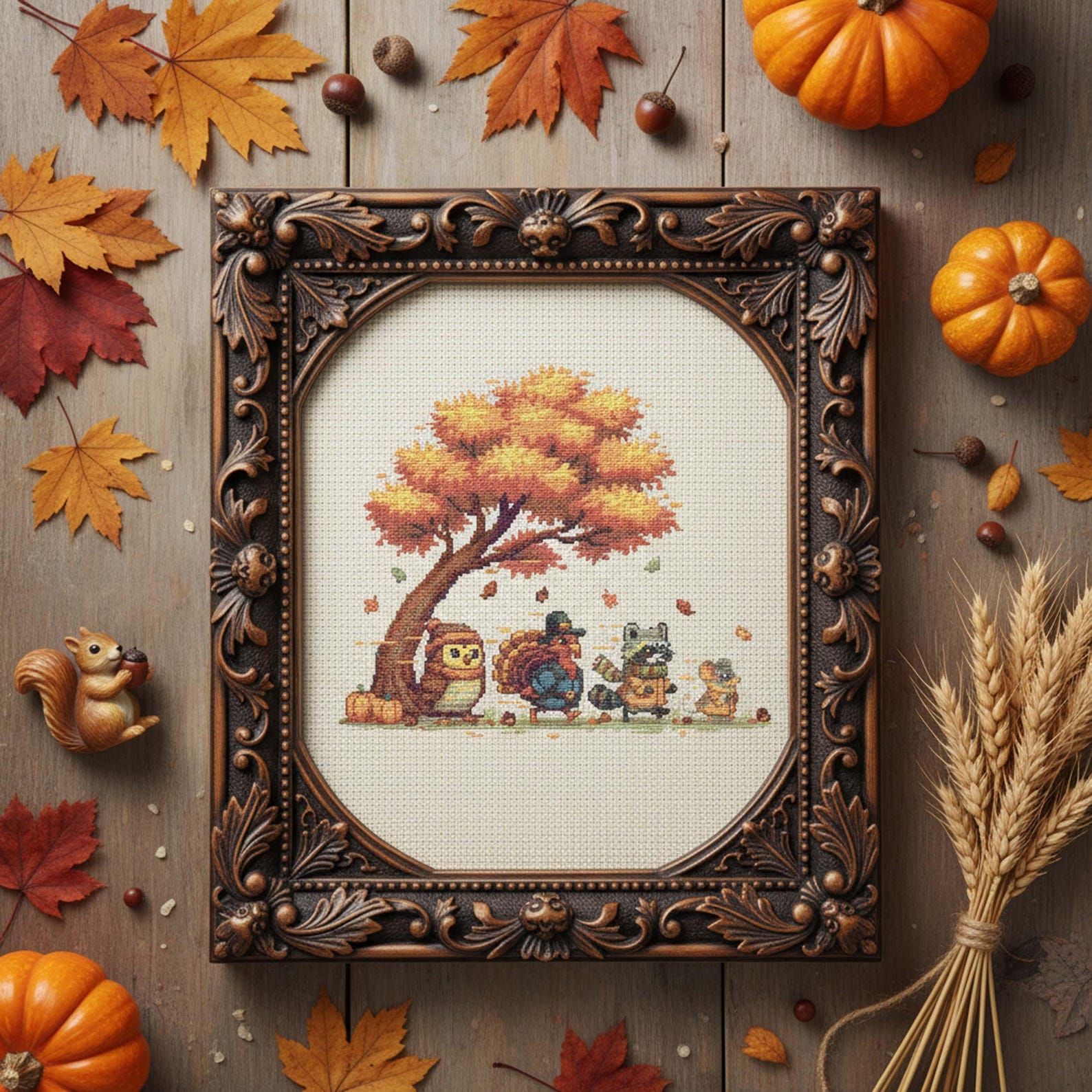 Autumn Woodland Parade Cross Stitch Pattern: Fall Animals Embroidery ...